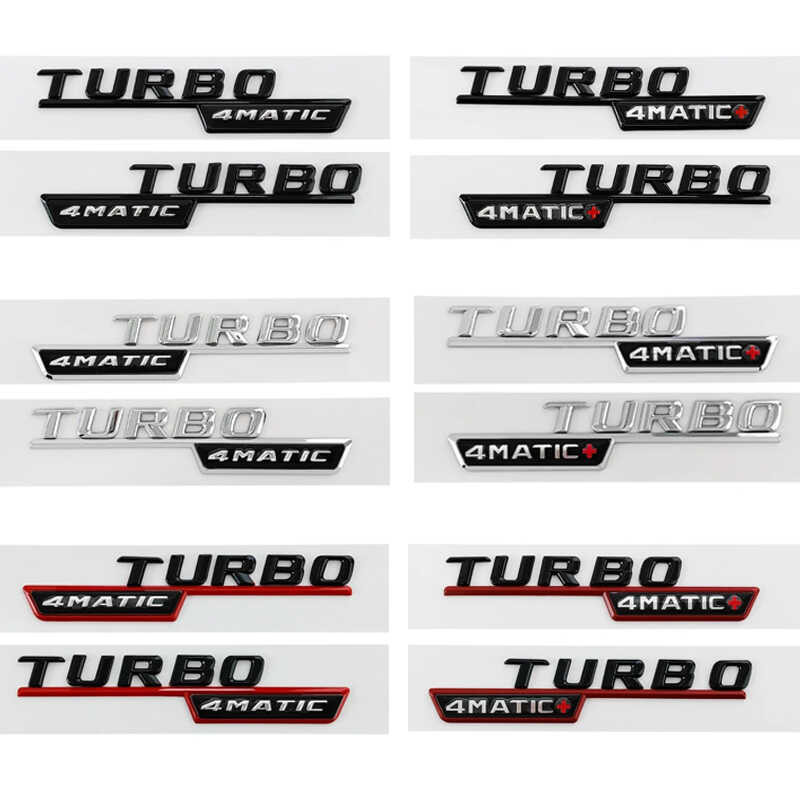 Af 2Pcs Car Letters Fender Trim Badge Turbo 4Matic Plus Emblem Sticker ...