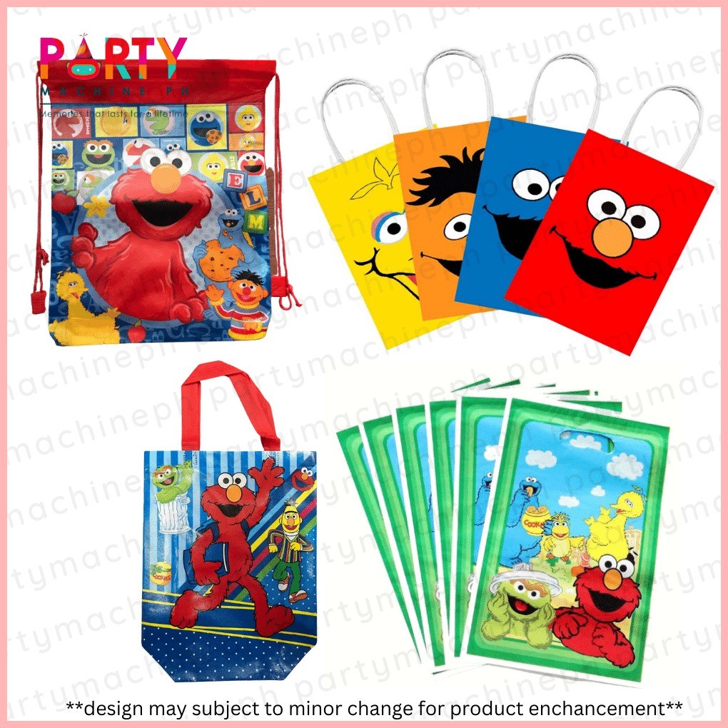 12pcs elmo paper bag / sesame street drawstring bag / elmo giveaways for birthday / sesame loot ...