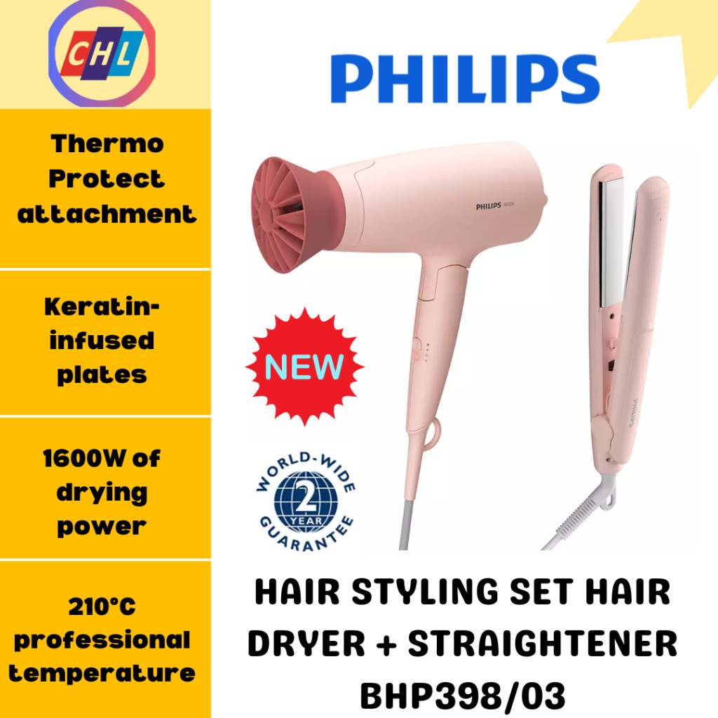 PHILIPS 3000 SERIES HAIR STYLING SET HAIR DRYER 1600W + STRAIGHTENER ...
