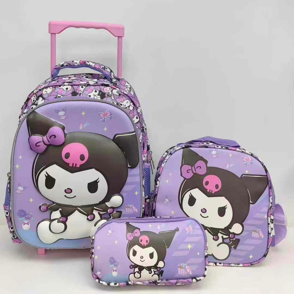 【macg】3 in 1 Trolley Schoolbag Cartoon Anime Backpack Primary School ...