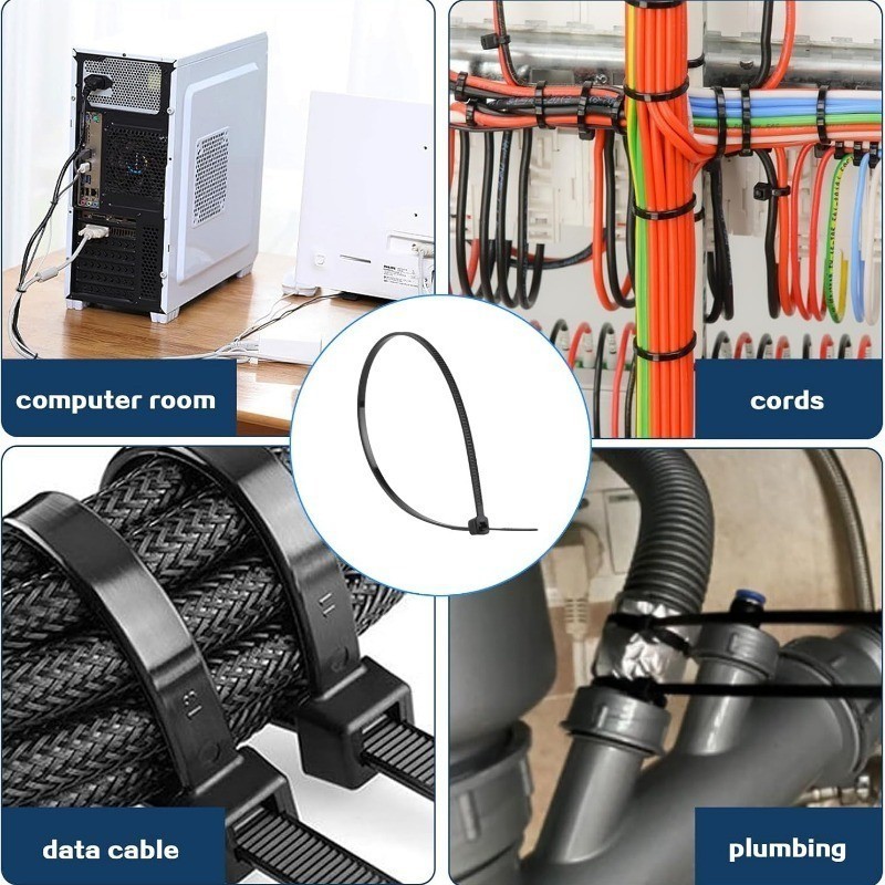 100/200/300Pcs Self-locking Plastic Cable Ties / Reusable Fixed Nylon ...