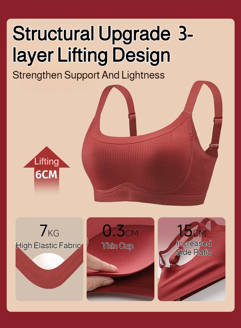 『Brelira』Full Cup Minimizer Bra Wireless Anti-Sagging 3Layer Lifting ...