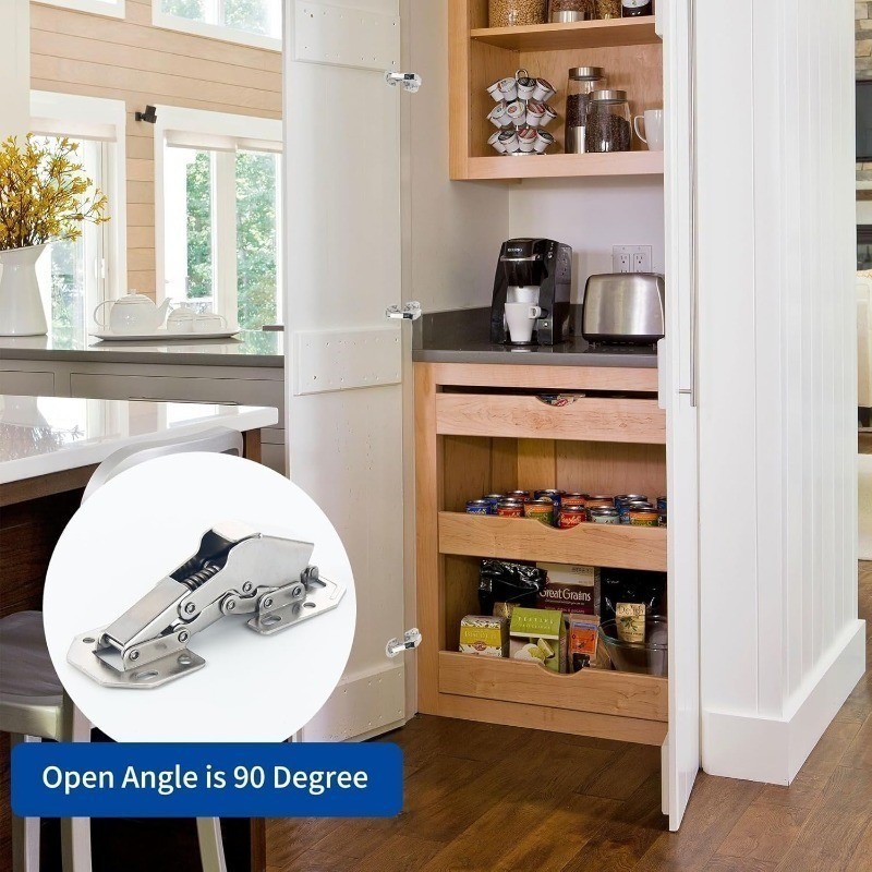 1/3/5Sets Cabinet Hinges with Screws / No-Drilling Noiseless Hidden Cabinet 90 Degree Hinge ...