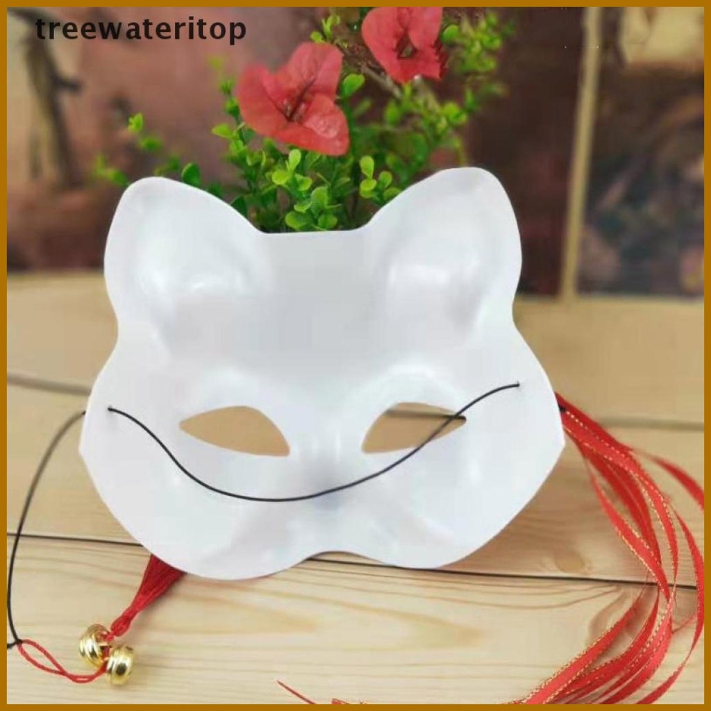 (hot*) Japanese Hand-Painted Half Face Fox Kitsune Mask Halloween ...