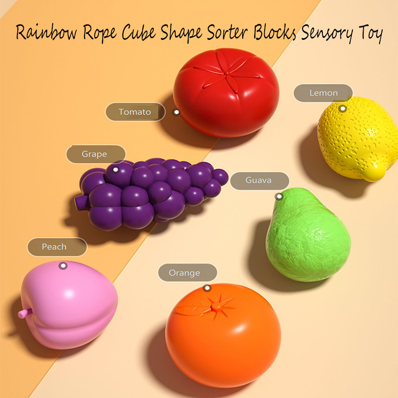 Toddler Educational Toy 6-12+ Months Sensory Balls Rainbow Rope Cube ...
