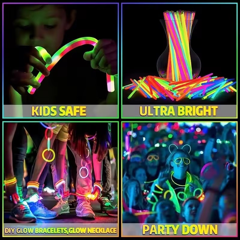 Fluorescence Sticks Party Multicolor Glowing Stick - Bright Colorful ...