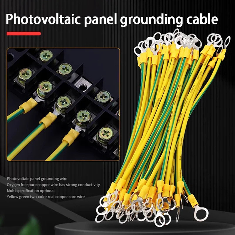 100 PCS BVR Yellow-Green Solar Photovoltaic Grounding Wire Terminals 10 ...