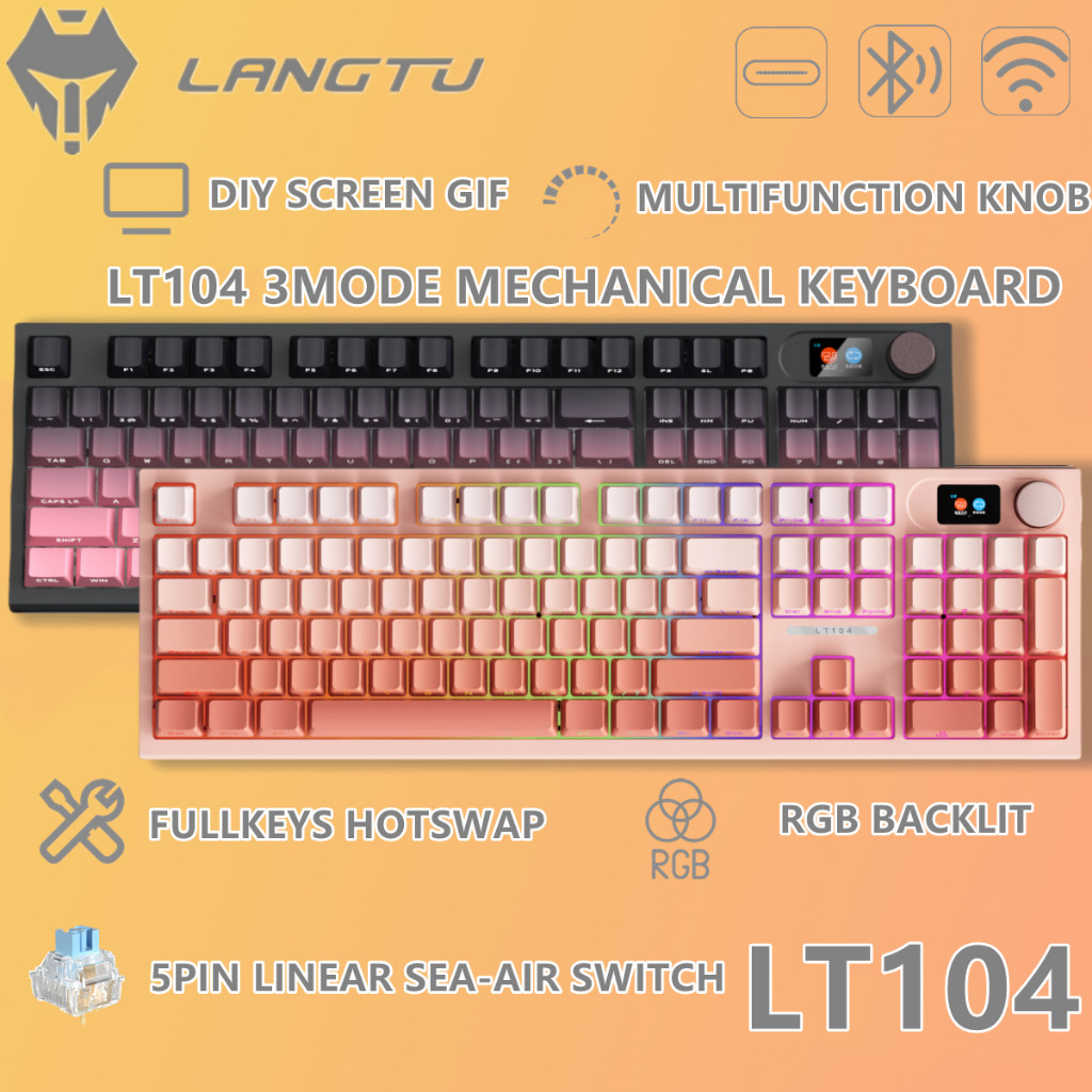 LANGTU LT104 Upgrade Side Lettering PBT Keycaps LT104 3Mode Wireless ...
