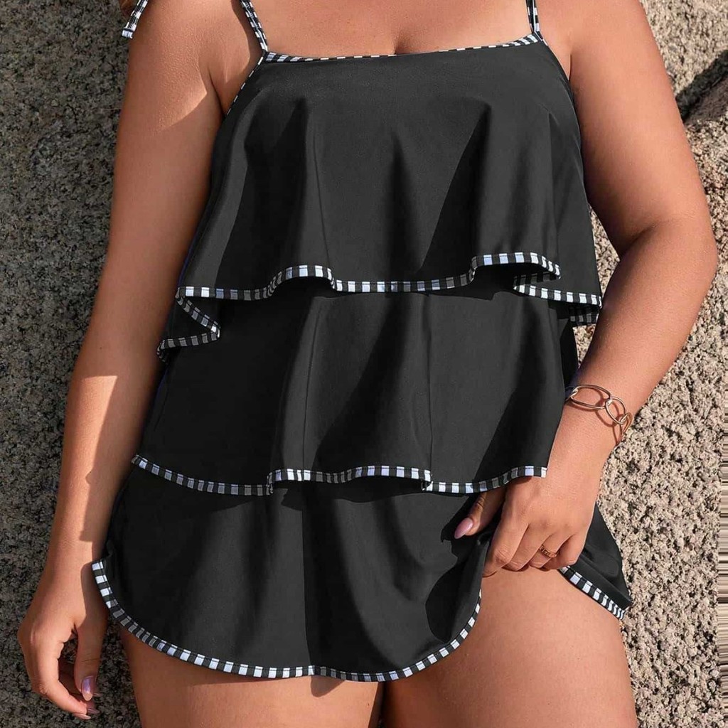 2025European and American New plus Size Solid Color Skirt Cover Belly ...