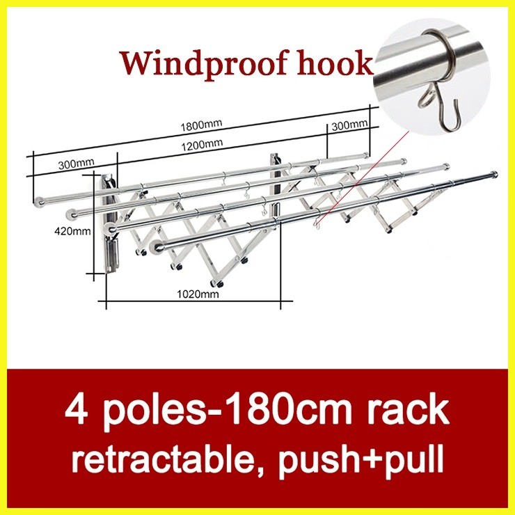 ∭ Imuto Wall-mounted Retractable Stainless Steel Push-pull Folding ...