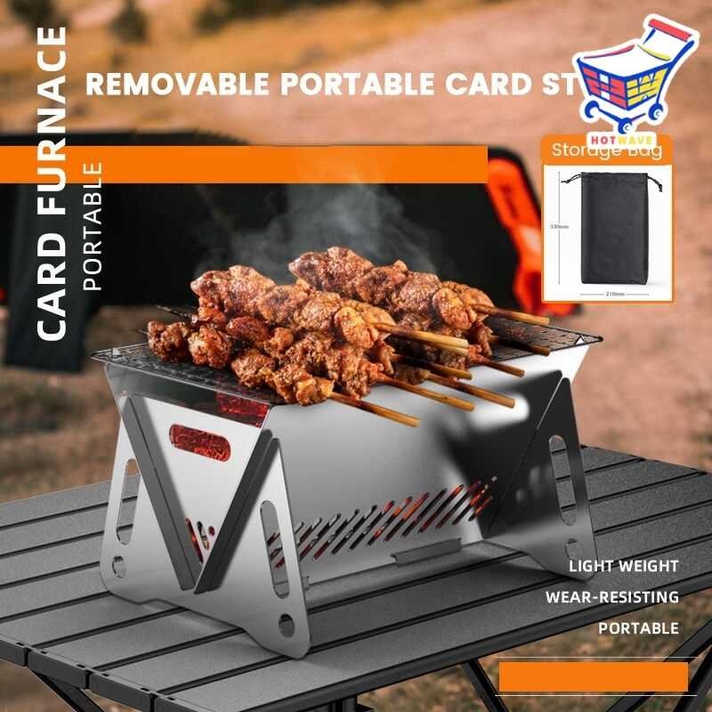 Portable Camping Grill Foldable Barbeque BBQ Stainless Steel Barbecue ...