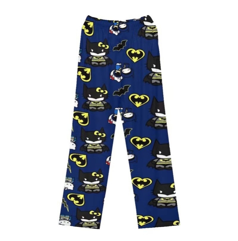 Hello Kitty Cartoon Cotton Sanrio Loose Spider-Man Pajama Pants Batman ...