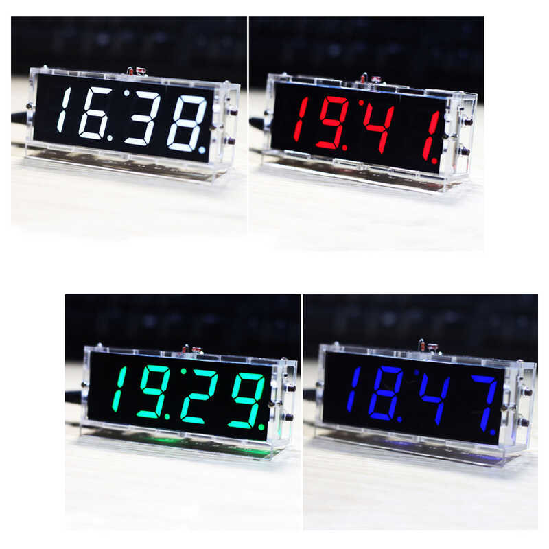 4-digit Compact DIY Digital LED Clock Kit Light Control Temperature ...