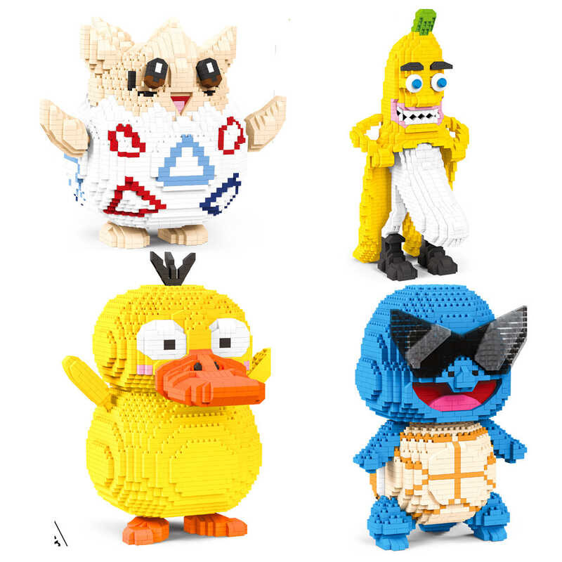 Block Building Cartoon Psyduck Squirtle Togepi Banana Micro Dia Bricks Figures Model Toys For ...