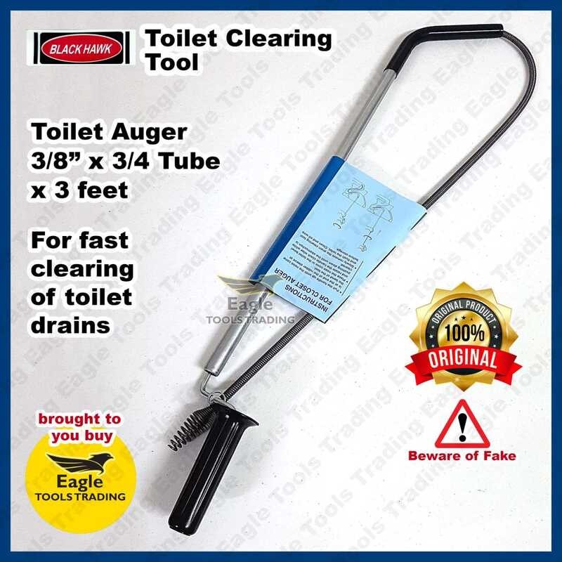 LY Black Hawk Auger, 3-Foot Snake Drop Head To Clear Clogged Toilets ...