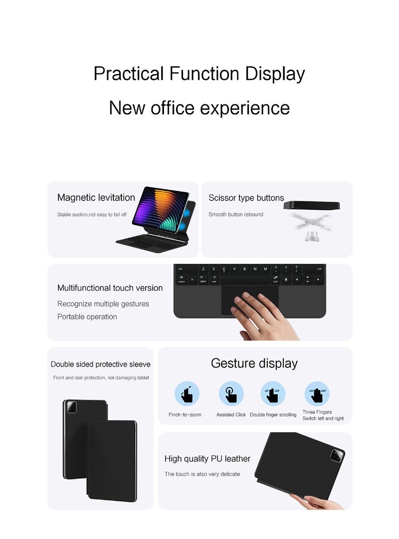 For Xiaomi Tablet 7/Pro 11 Smart Control Hover Keyboard Magnetic Smart ...