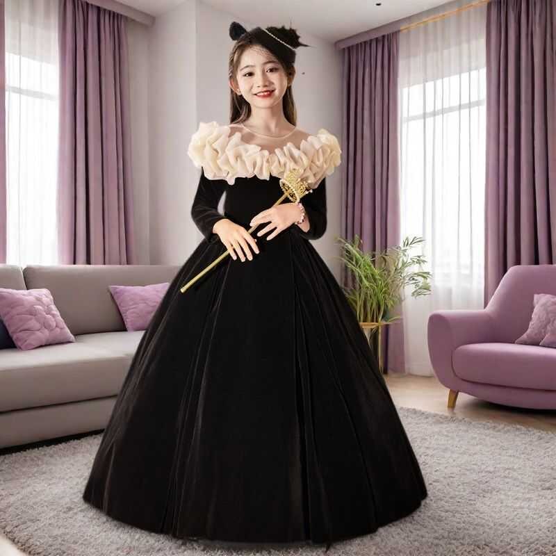 Bata, Itim Pelus Mahaba Manggas Taglagas At Taglamig Koleksyon, Damit ...