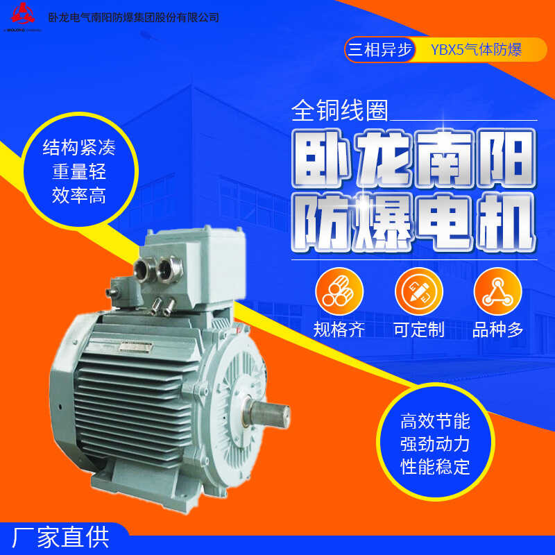 Wolong Nanyang Explosion proof Motor YBX5 Series Explosion proof Three phase Asynchronous Motor ...