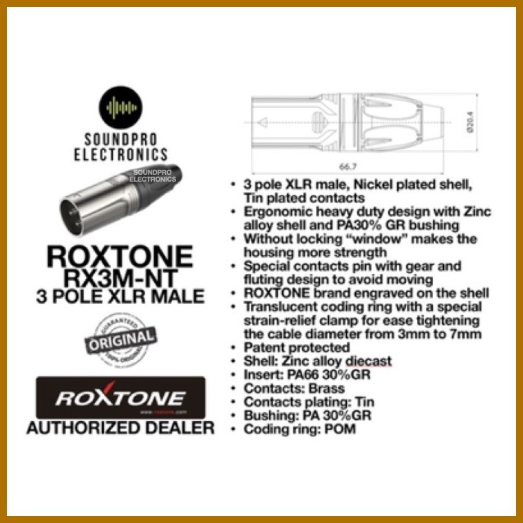 Roxtone RX3M-NT 3 Pole XLR Male Plug Connector (1pc) | Shopee Philippines