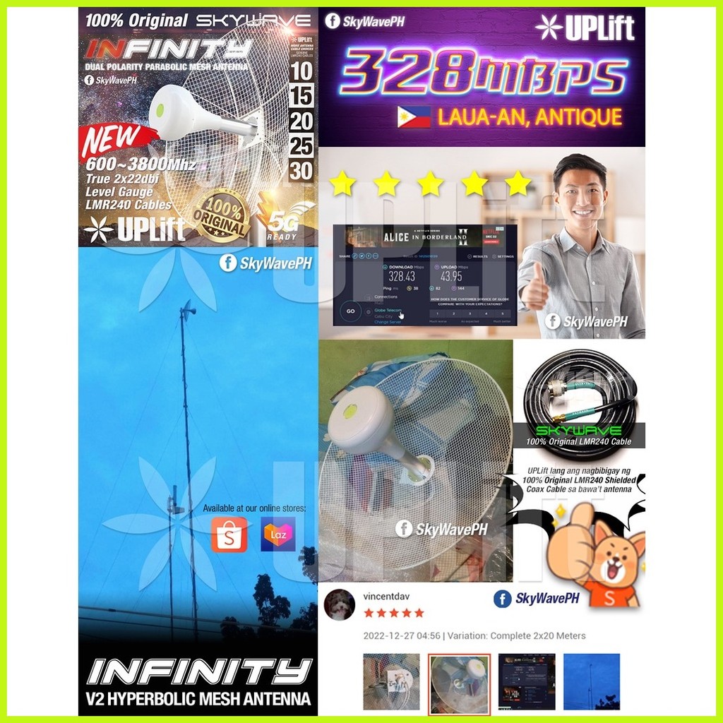 ๑ UPLift SkyWave Infinity Hyperbolic Antenna V1 V2 5G-Ready 44dbi Wifi ...