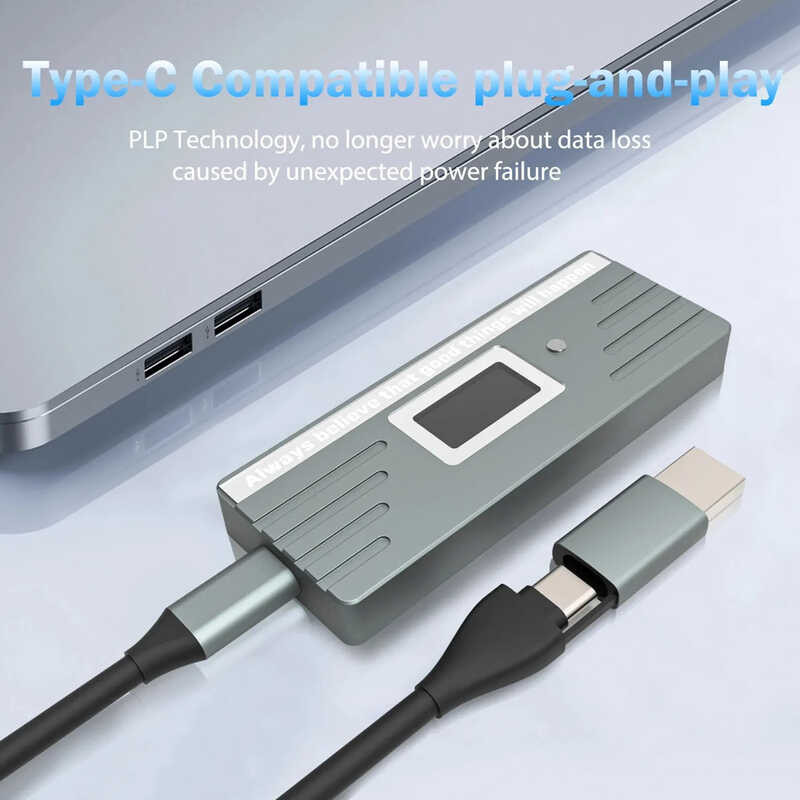 Smart Visual M.2 NVMe / SATA SSD Enclosure, USB 3.2 Gen 2 10Gbps ...