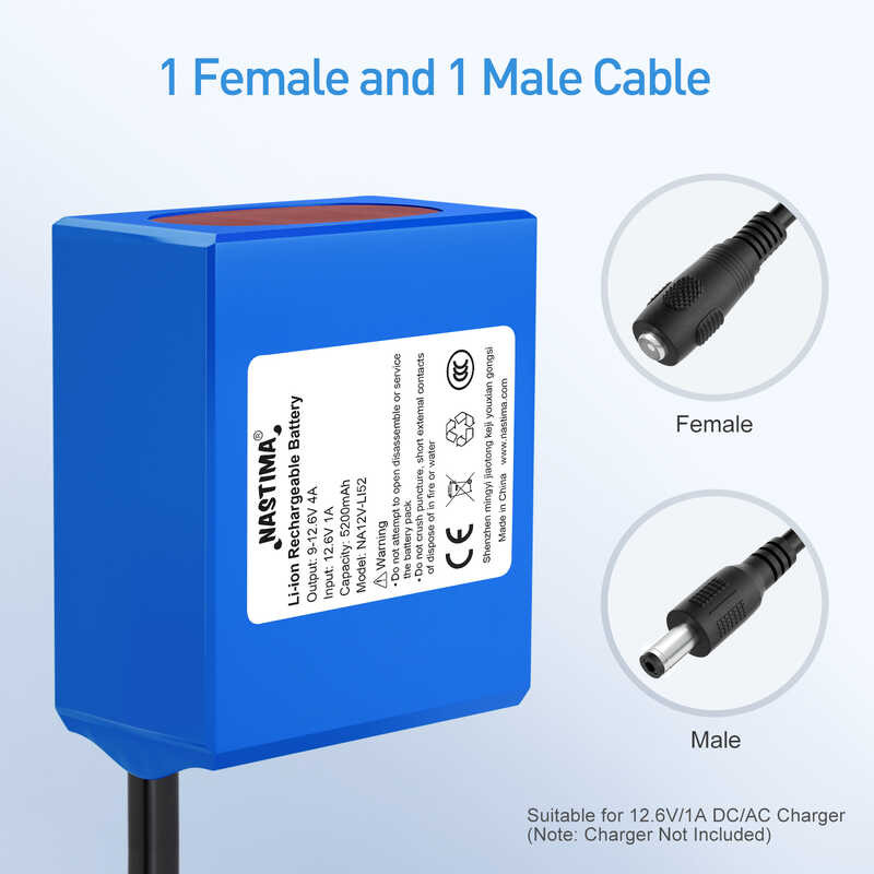12V NASTIMA 5200Mah Rechargeable Li-Ion Pack For LED Strip/Cctv Camera ...