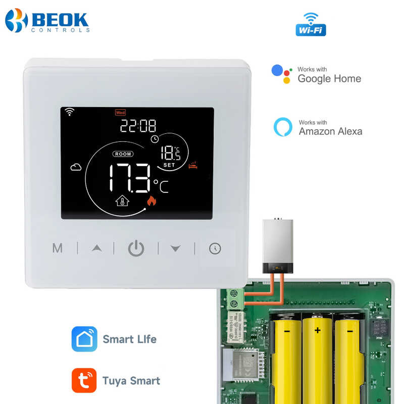 Tuya Beok Thermostat Battery Powered Smart Gas Boiler Wifi Temperature Controller Magtrabaho ...