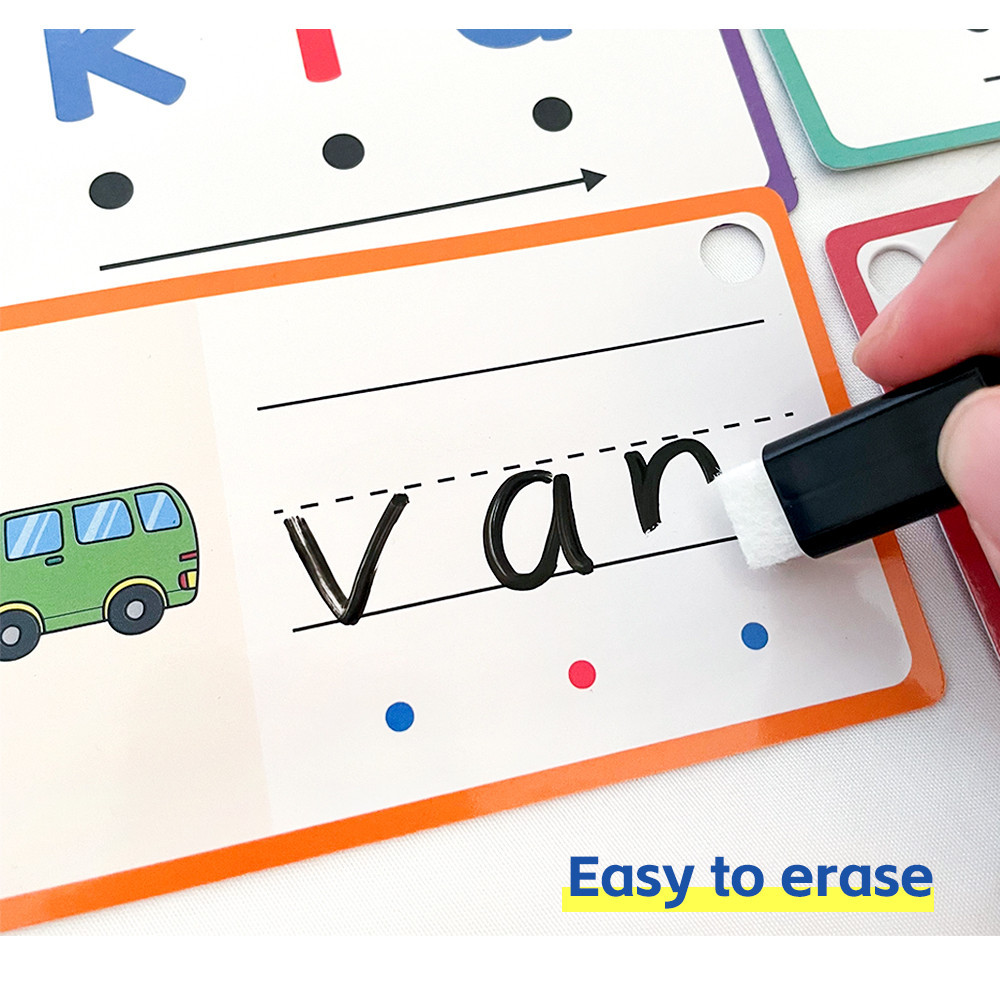 60 Pcs Phonics CVC Words English Flashcards for Kids Children ...