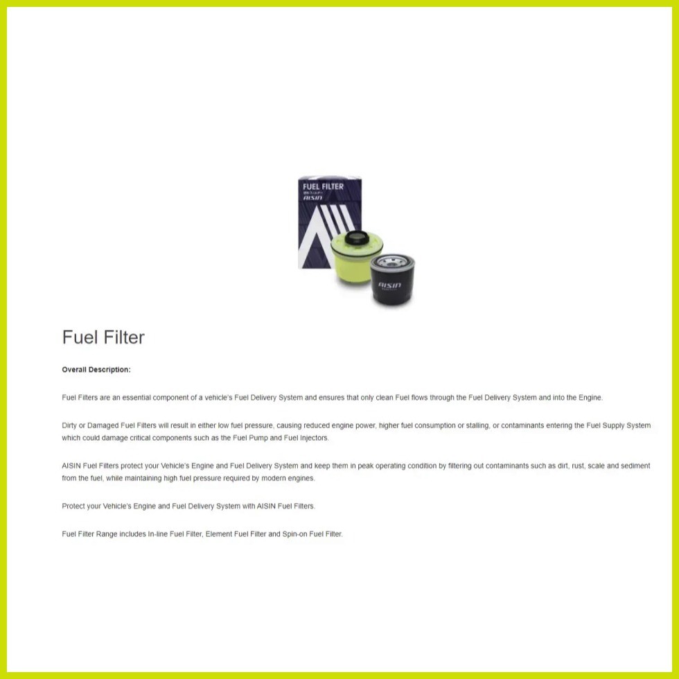 ⌚ ≈ AISIN Fuel Filter for Toyota D4D Engine, Fortuner, Innova, Hilux ...