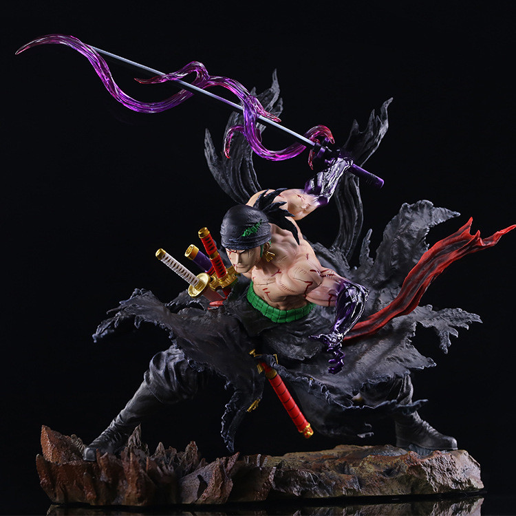 One Piece Zoro Figure Double-headed Carving Replaceable Head Figure ...