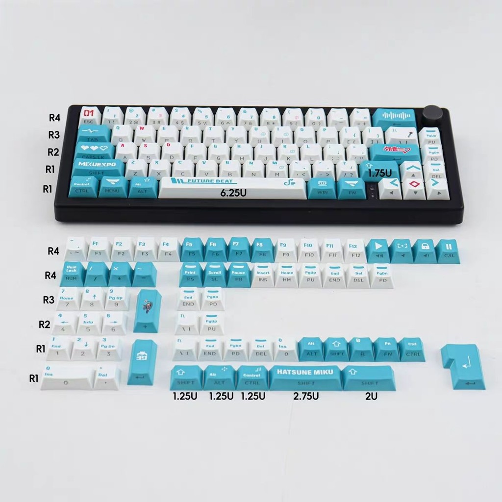 Personality Theme E-sports Keycaps MIKU Hatsune Side Transparent 130 ...