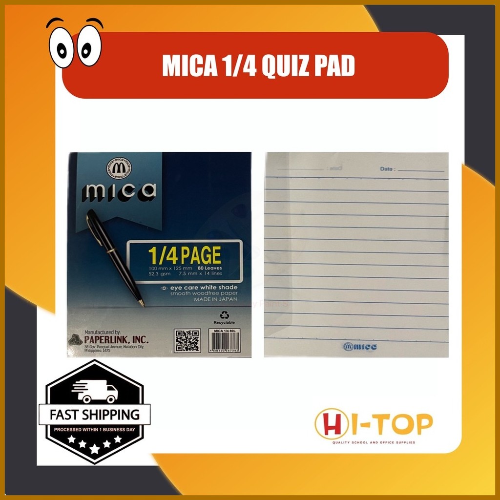 1/4 Quiz Pad Mica l (10 Pads) Sold per Ream l memo pad paper l Made in ...