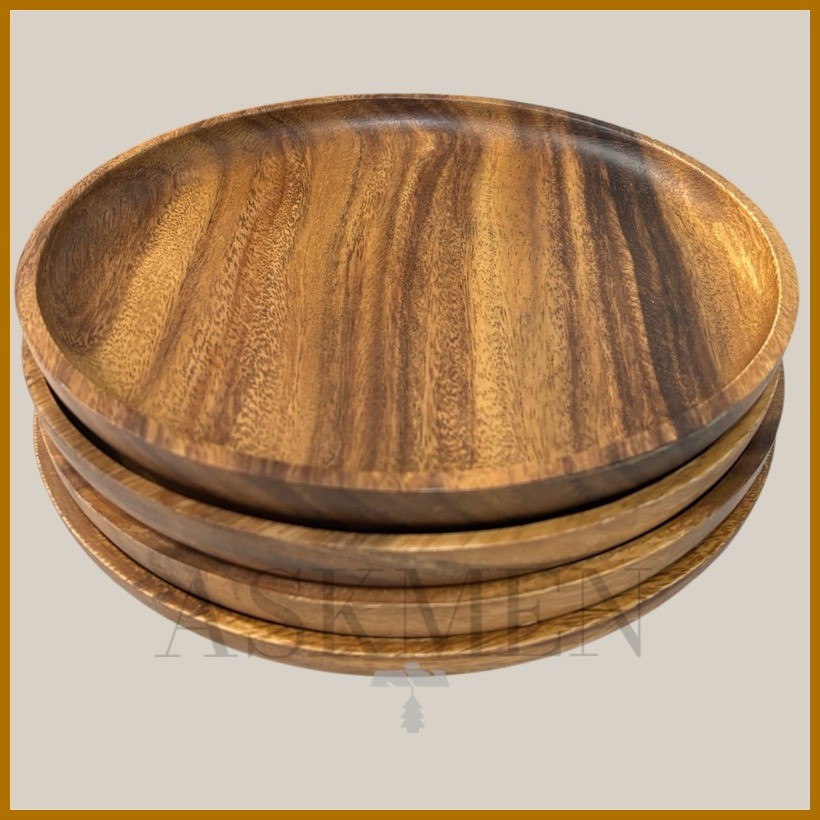 WOODEN PLATE (9 inches) | ROUND CIRCLE APPETIZER PLATE/TRAY| ACACIA ...