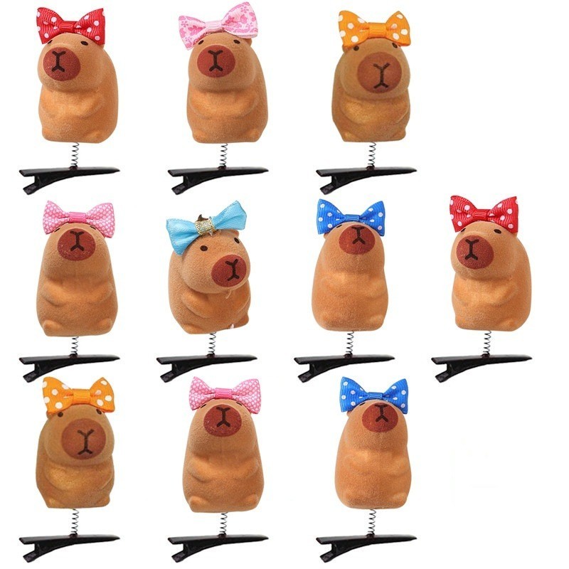 Capybara Flocking Hair Clip - Funny, Cute, Random Style, Cartoon - 3D ...