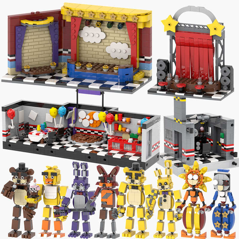 Game Horror Set Building Blocks FNAFED Movie Bear Cartoon Scene ...