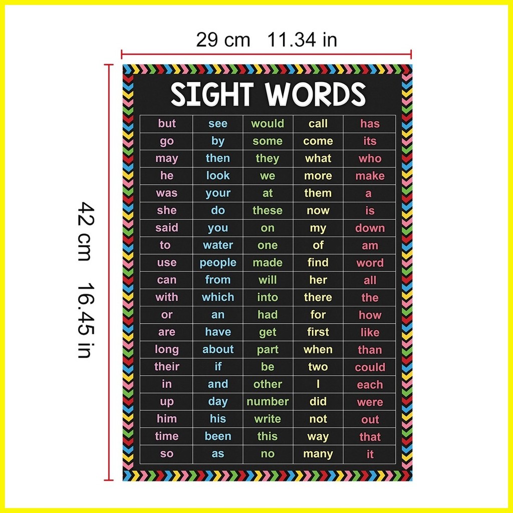 2PCS A3 Big Size English Sight Words Phonics Word Families Laminated ...