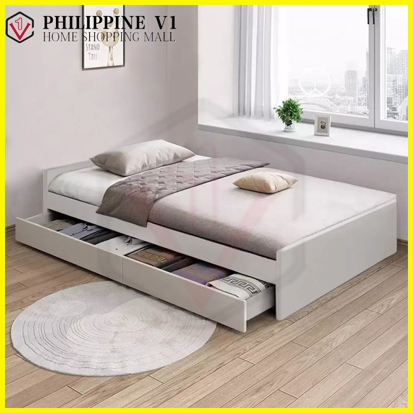 ⊕ Philippine V1 Wooden single bed frame Wooden single pull-out bed/2 ...