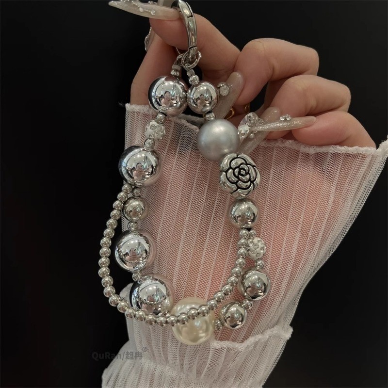 Keychain Fashion Phone Straps for Girls Creative Silver Color Short ...