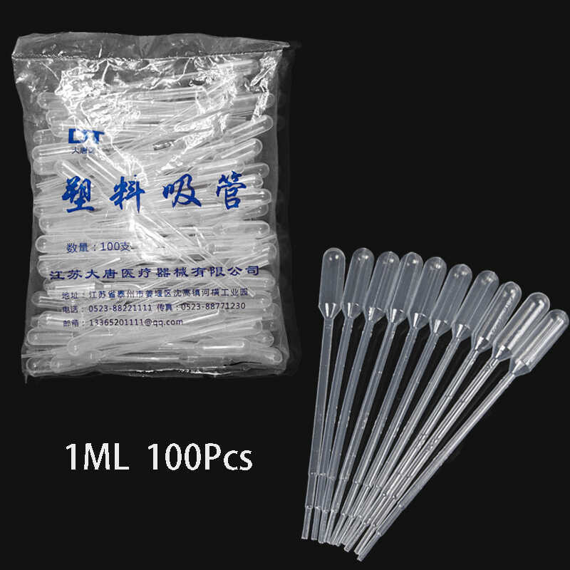 Plastic 100Pcs 1Ml Transparent Disposable Safe Eye Dropper Transfer ...