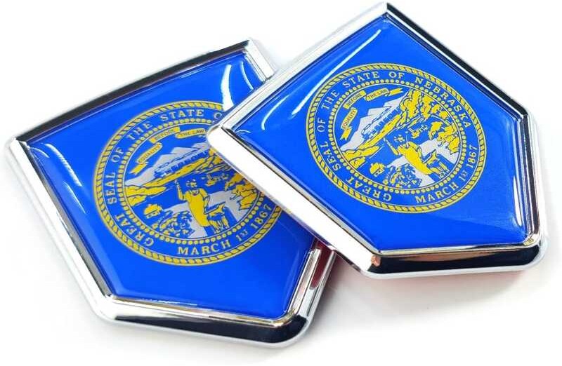 Nebraska Flag Newperlite Badge Stickers Car Stickers Chrome Shield Flag ...