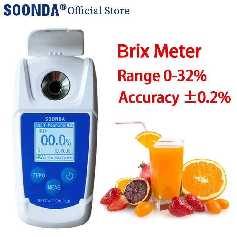 Digital 0-93% Refractometer Brix er meter Fruit Juice Beverage Drinks ...