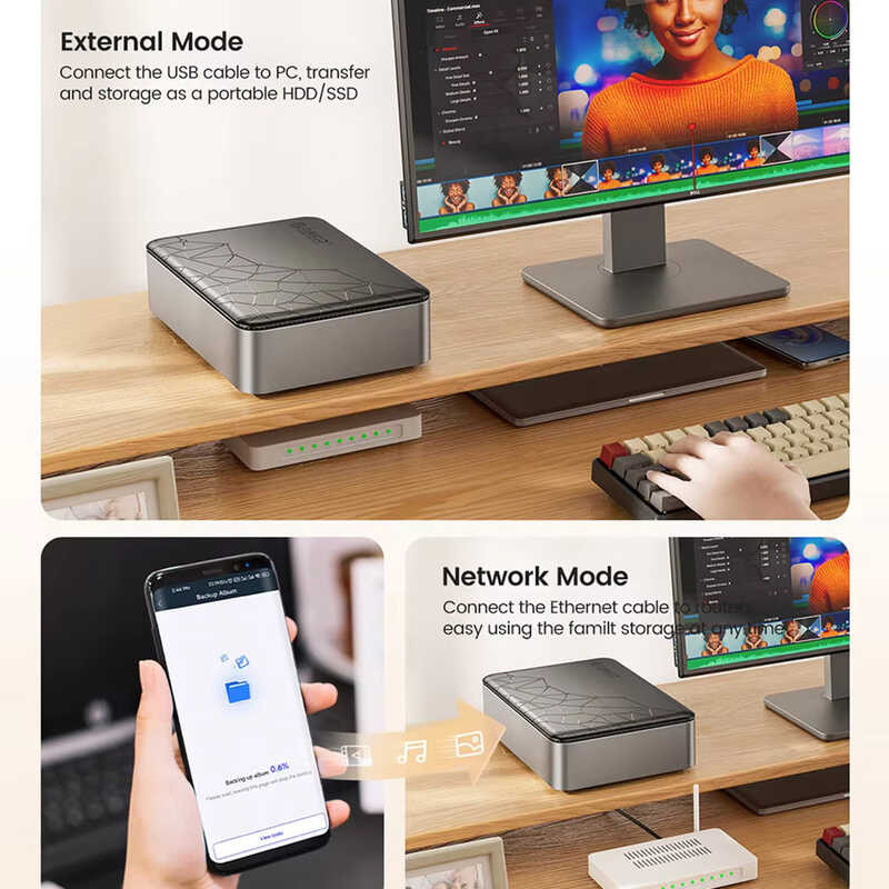 ORICO 2.5" Inch NAS Network Storage Box HDD Enclosure SATA SSD External ...
