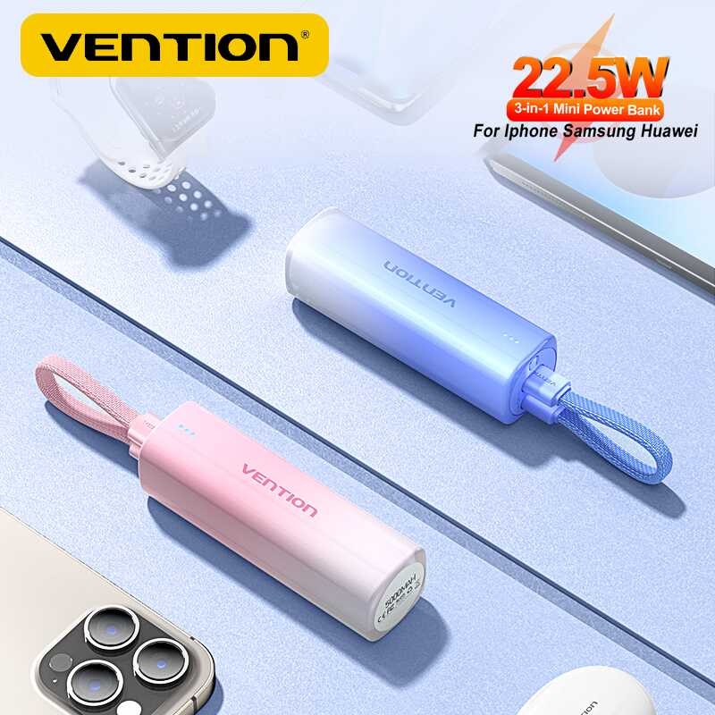 Vention 4 Power Bank 3 in 1 Mini Powerbank Portable Fast Charging 22.5W ...