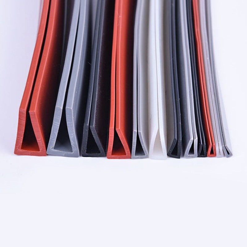 in stock 1 Meter Translucent Red Gray Black Silicone Rubber U Sealing ...