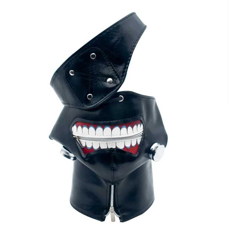 Tokyo Ghoul Kaneki Ken PU Leather Zipper Mask Cosplay Halloween Costume ...