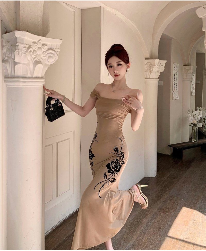Mocha Mousse Dress Gown Pantone Color of Year 2025 Khaki Brown Elegant ...