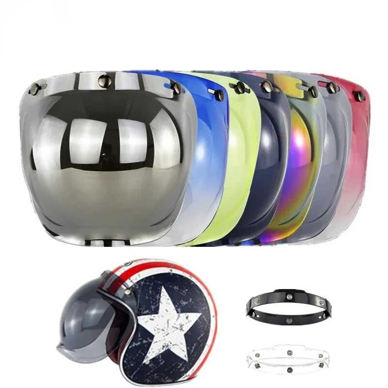 Universal Open Face 3/4 Helmet Visor Bubble Vinatge Flip Up Motorcycles ...