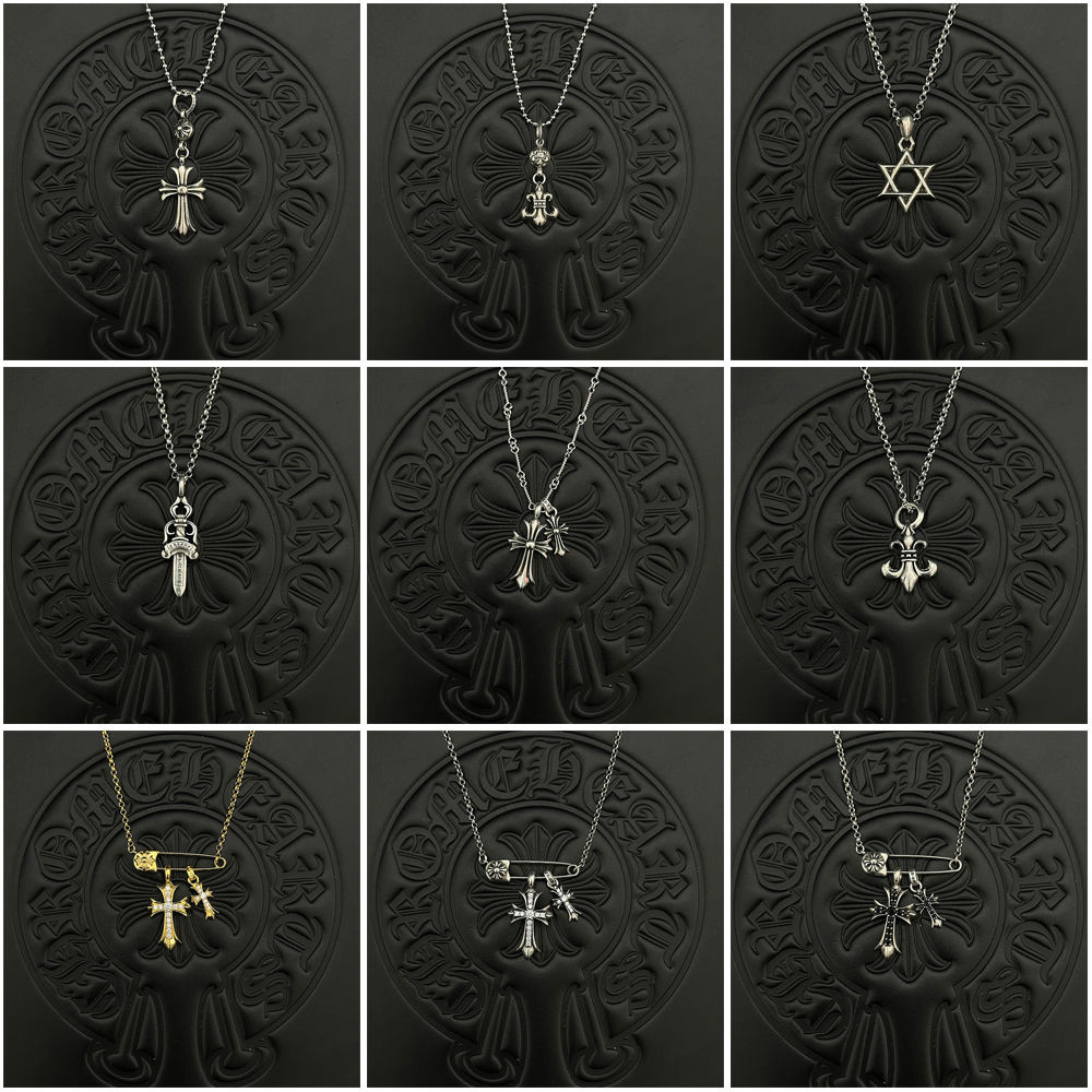 Chrome Hearts High Version Retro Distressed Cross Pin Necklace Sweater ...