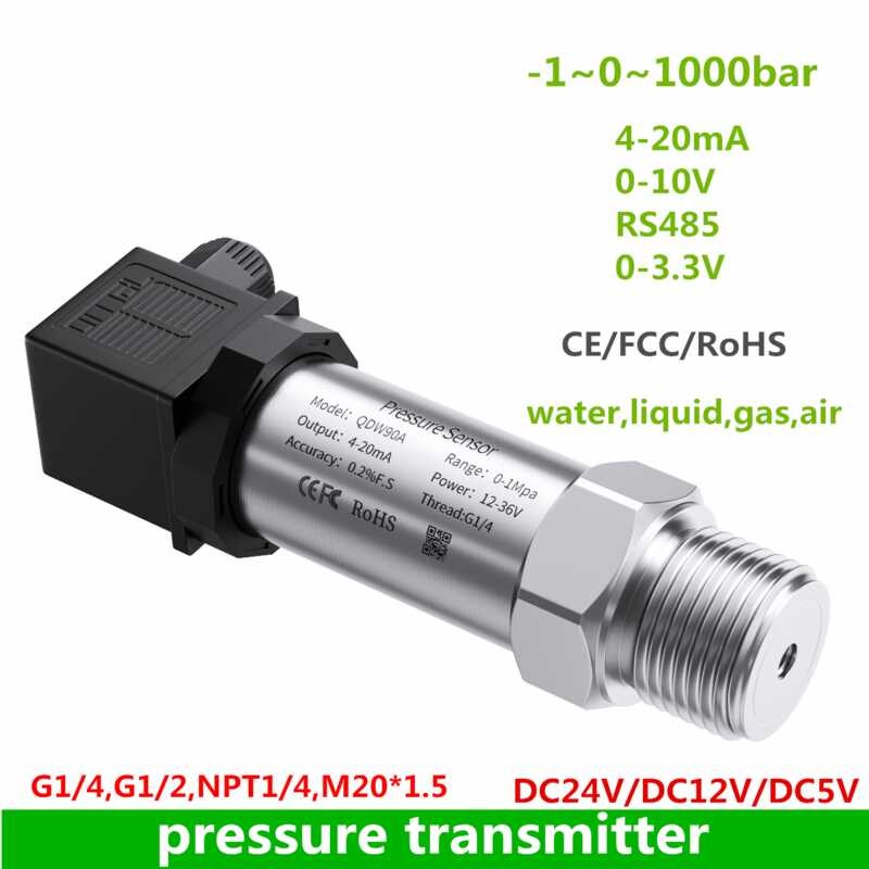Hydraulic Transmitter 4 20mA 0-10V RS485 Differential Pressure Sensor Gauge G1/4 NPT1/4 12-36V ...
