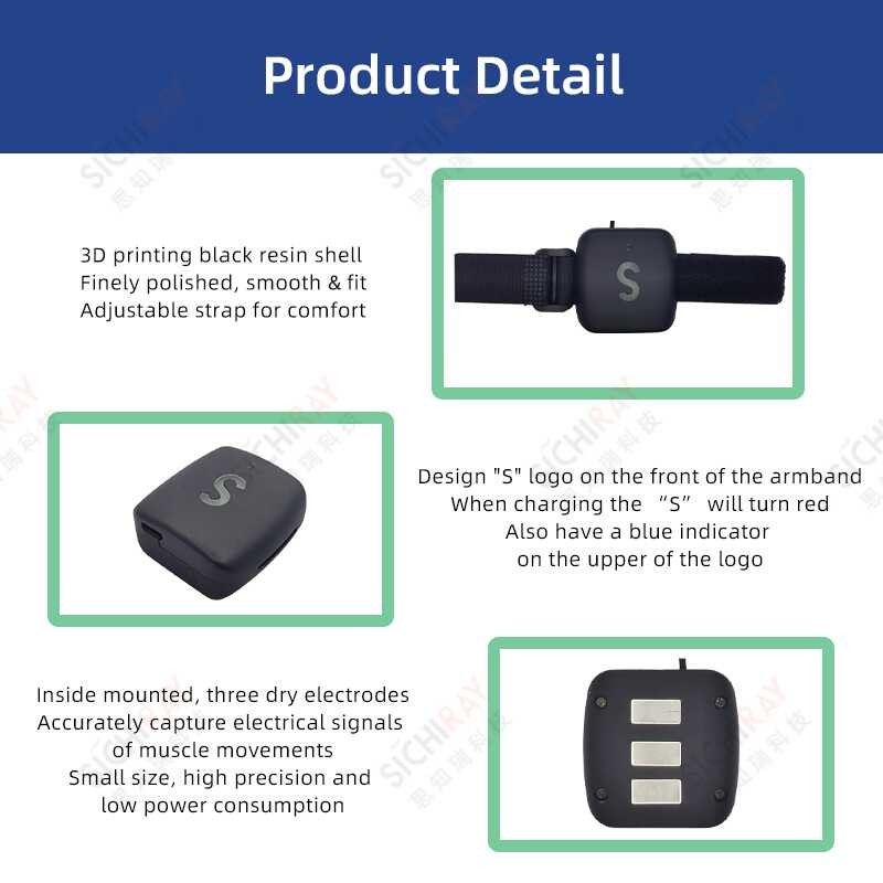 Armband EMG Dry Electrode Muscle Sensor Wearable Device Gesture Control ...
